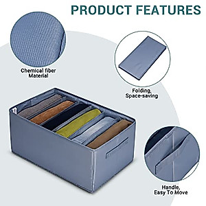 NOZAR 3-Piece XL Jeans Organizer for Closet - Wardrobe Clothes Organizer for Folded Clothes, Towels, Pants, Sweaters - Sturdy Fabric Clothing Organizer with 3 Space Saving Hangers