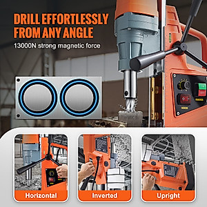 VEVOR Mag Drill Press, 1550W 2" Boring Diameter, 2922lbf Power Magnetic Drill, 500 PRM, 10-Speed, Electric Drilling Machine for Metal Surface, Industrial and Home Improvement