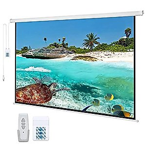 120" Motorized Projector Screen Electric Diagonal Automatic Projection 4:3 HD Movies Screen for Home Theater Presentation Education Outdoor Indoor W/Remote Control and Wall/Ceiling Mount (White)