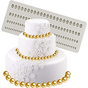 Pearl Fondant Molds Gum Paste Molds 4 Size Round Pearl Chain Silicone Mold for Cupcake Toppers Fondant Candy Chocolate Cake Decoration