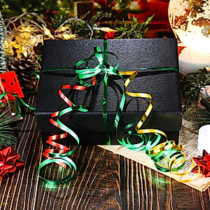 WHQXFDZ 880 Yards Christmas Curling Ribbon Metallic Gold Silver Red Green Shiny Cibbon Set Balloon String Metal Curly Ribbon for Christmas Gift Wrap Craft Holiday Decoration