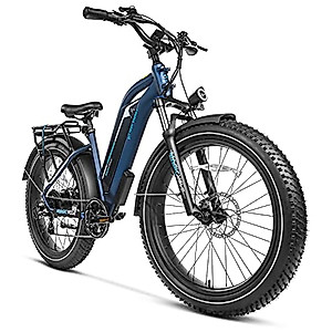 MAGICYCLE 750W Electric Bike for Adults 52V 15AH E Bike 26" Fat Tire Electric Bike 7 Speeds Cruiser Step-Thru Electric Mountain Bike - Midnight Blue