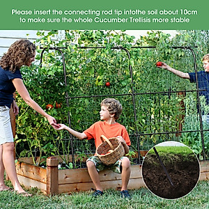 Cucumber Trellis for Garden Vegetable Trellis,63" x 63" U-Shaped Metal Garden Trellis Arch Plant Grow Support Frame for Climbing Plants Support Vegetable Flower Fruits Vine,with Nylon Netting(Black)