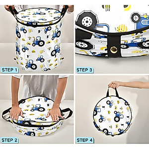 GuoChe Dirty Clothes Hamper Cute Farm Tractor Collapsible Laundry Basket With Sturdy Handle Waterproof Lid Solutions Decoracion for Nursery Baby Cloth