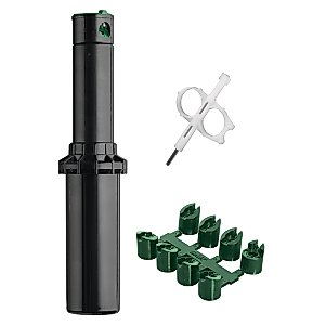 Orbit 55662 Voyager II Professional 4" Adjustable Pop-Up Gear Drive Rotor Sprinkler Spray Head, 40° To 360° Pattern, 25' - 52' Spray Distance (Ten bonus nozzles included),Black