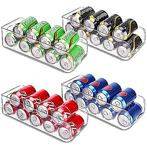 Moretoes Fridge Organizers and Storage, Drink Organizer for Fridge, Soda Can Dispenser for Refrigerator, Can Organizers and Storage for Pantry, Set of 4 Drink Dispenser for Fridge, Kitchen