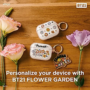 elago l BT21 Flower Clear Case Compatible with Apple AirPods Pro, Durable TPU Material, Reduced Yellowing, Clear Protection, Supports Wireless Charging [Official Merchandise] (Flower Garden)