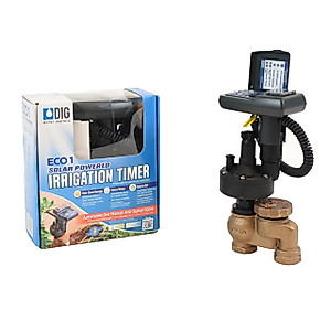 DIG ECO 1 MVA Solar Powered Irrigation Timer - Advanced Solar Technology, 3/4" & 1" Valve Actuator Adapter Kit, Ideal for Efficient Water Management