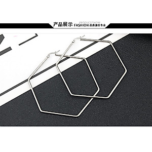 4 Pairs Stainless Steel Geometric Hexagon Round Square Thin Hoop Earrings for Women Jewelry Set-silver