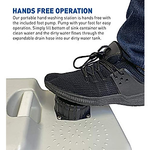 Portable Foot Operated Outdoor Hand Washing Sink Station – Includes Dirty Water Tank – Towel Holder & Soap Dispenser – 4.5 Gallon - Great for Camping, Business, Events, RV, Etc., white, 40