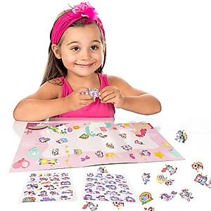 Unicorn Surprise Box Toy Set, Unicorn Stuffed Animal, Sticker Book with Reusable Stickers, Bonus Gifts, Plush & Toy Set for Girls Birthdays Parties Christmas Easter