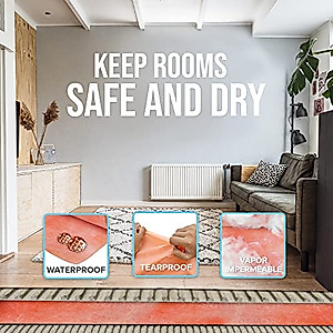 JJ CARE Waterproofing Membrane [4Mil - 5" x 98.5ft] - Polyethylene Waterproof Membrane, Shower Waterproofing Tile Underlayment Membrane, Crack Prevention Shower Membrane for Floors & Walls - 1 Roll