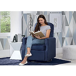 Delta Children Clair Slim Nursery Glider Swivel Rocker Chair, Navy