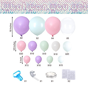 Mermaid Party Supplies Pink Mermaid Birthday Party Decorations Including Plate, Napkin, Cup, Tablecover, Happy Birthday Backdrop, Pink Mermaid Balloon Arch Kit for Girls Baby Shower, Serves 20