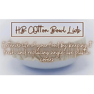 4- Pack Organic Food Bowl Covers Unbleached Reusable 100% Cotton Stretchy Cloth Bowl Covers ~ XL (For 7.5"-10.5" Bowls)