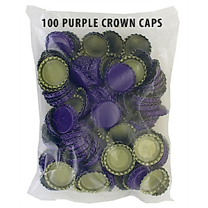 Brew Caps COMINHKPR72342 100 Purple Bottle Caps with Oxygen Barrier Liner
