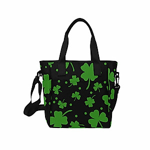 InterestPrint Ladies Tote Handbag, Lightweight Shoulder Bag Pocketbook St Patrick's Day Luck leaf