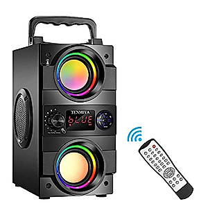 Bluetooth Speaker, 40W(60W Peak) Portable Bluetooth Speakers with Subwoofer Wireless Stereo Rich Bass Boombox with LED Lights Outdoor Home Party Speakers Support FM Radio Remote Control AUX EQ