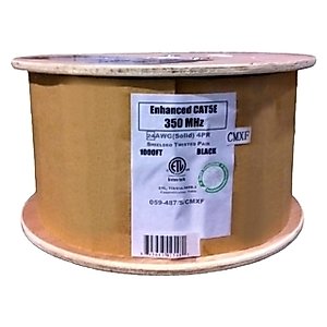 Vertical Cable Cat5e, 350 Mhz, Shielded, Gel Filled (Flooded Core), Direct Burial, 1000ft, Black, Bulk Ethernet Cable, Wooden Spool