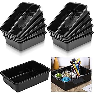 Sherr 10 Pcs 8L Plastic Bus Tubs Bus Tubs Restaurant Food Service Bus Tubs Commercial Bus Box with Handles Wash Basin Tray for Home Daily Use, Toys, Restaurant Hotel Food Service, Black