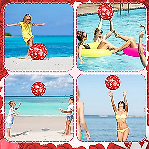 Jerify 9 Pieces Red Beach Ball 12 Inch Heart Beach Balls Pool Toys Inflatable PVC Ball Swimming Pool Balls Pool and Water Games Summer Beach Pool Party Supplies