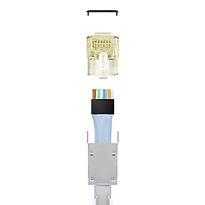 Simply45 ProSeries Pass-Through RJ45 Mod Plug - Shielded External Ground for 23AWG Solid, FPE Insulated 10G STP LAN Cables (Cat7a/7/6a) - Yellow, 50-Piece Jar - S45-1755P