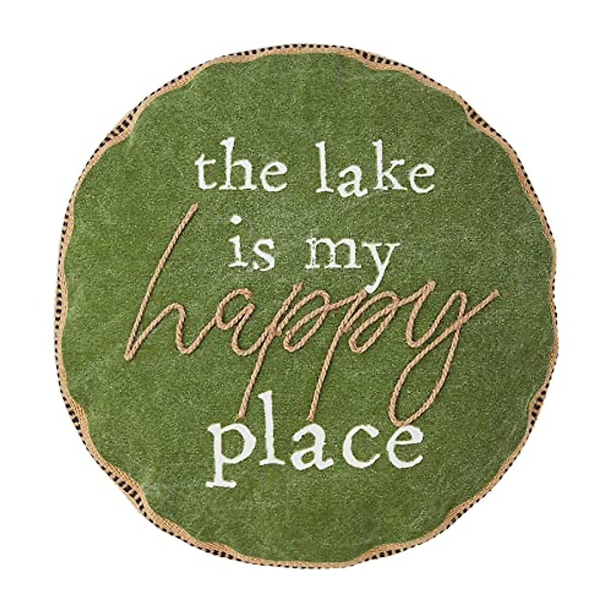 Mud Pie Round Lake Pillow, 18" Dia, Happy Place