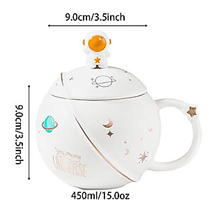 HwaGui - Cute Astronaut Mug With Lid And Spoon, Kawaii Cup Novelty Mug For Coffee, Tea And Milk, Mug Gift Blue 450ml/15oz