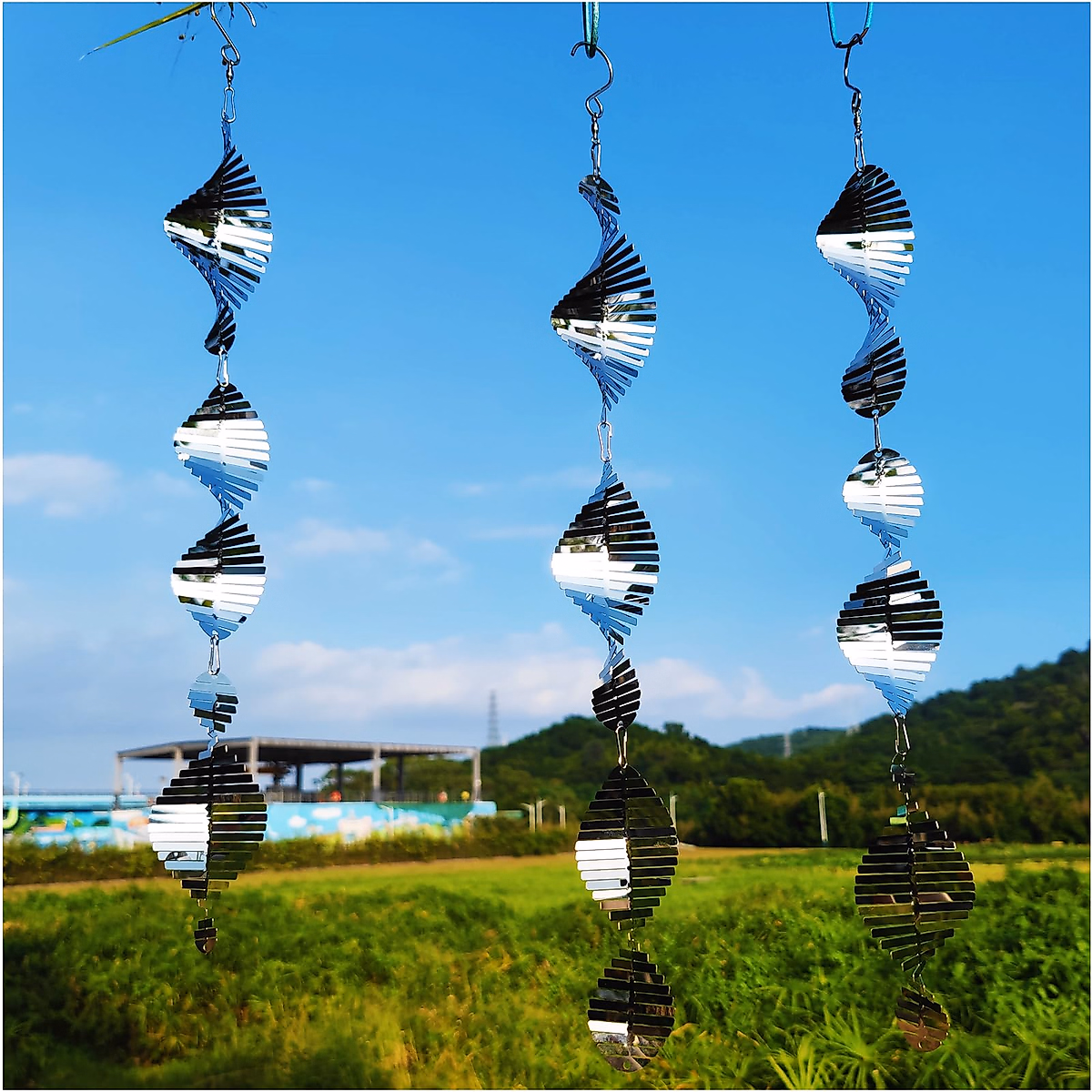 Metal Bird Scare Discs Set-Highly Reflective Double-Sided Bird Reflectors,Extra Sparkly Wind Spinners Outdoor Garden Decor, Bird Devices Deterrent to Scare Birds Away from Yard Patio Farm