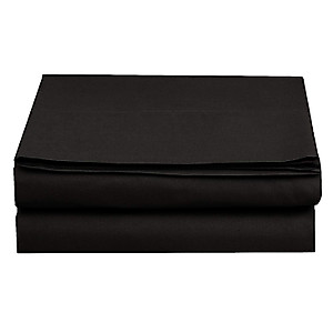 Luxury Flat Sheet on Amazon Elegant Comfort Wrinkle-Free 1500 Thread Count Egyptian Quality 1-Piece Flat Sheet, California King Size, Black