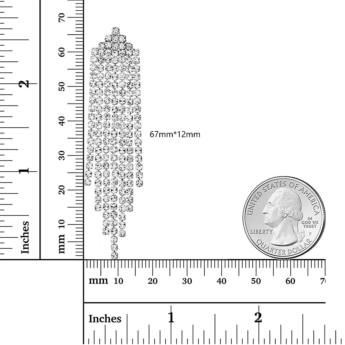 Luxval Rhinestone Earrings Dangling for Women Sparkly Silver Dangle Earrings Women Long Chandelier Earrings Tassel Lightweight Ear Studs Cubic Zirconia Crystal Statement