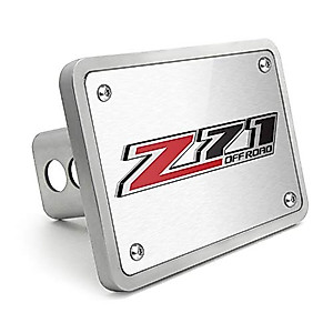 iPick Image Made for Chevrolet Z71 Off Road 3D Logo Brush Billet Aluminum 2 inch Tow Hitch Cover