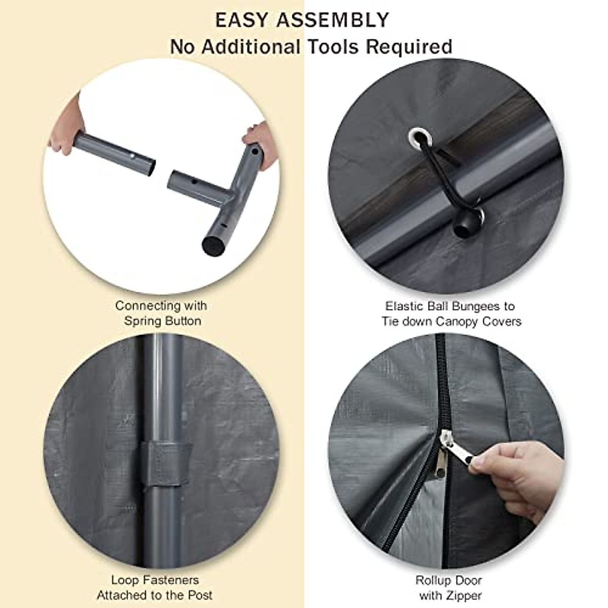 Gardesol Carport, 12'x20' Extra Large Heavy Duty Carport with Roll-up Ventilated Windows, Portable Garage with Removable Sidewalls & Doors for Car, Truck, SUV, Car Canopy with All-Season Tarp, Gray