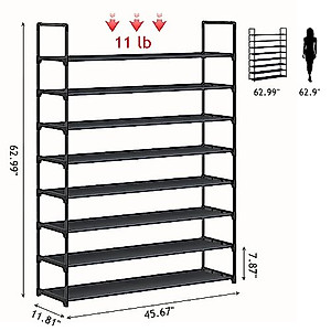 HITHIM 8 Tier Long Shoe Rack,Large Shoe Shelf for Shoe Storage,Tall Sturdy Shoe Stand,Non-Woven Fabric Shoe Organizer for Closet,Upgrade Shoe Holder for Entryway, Doorway and Bedroom