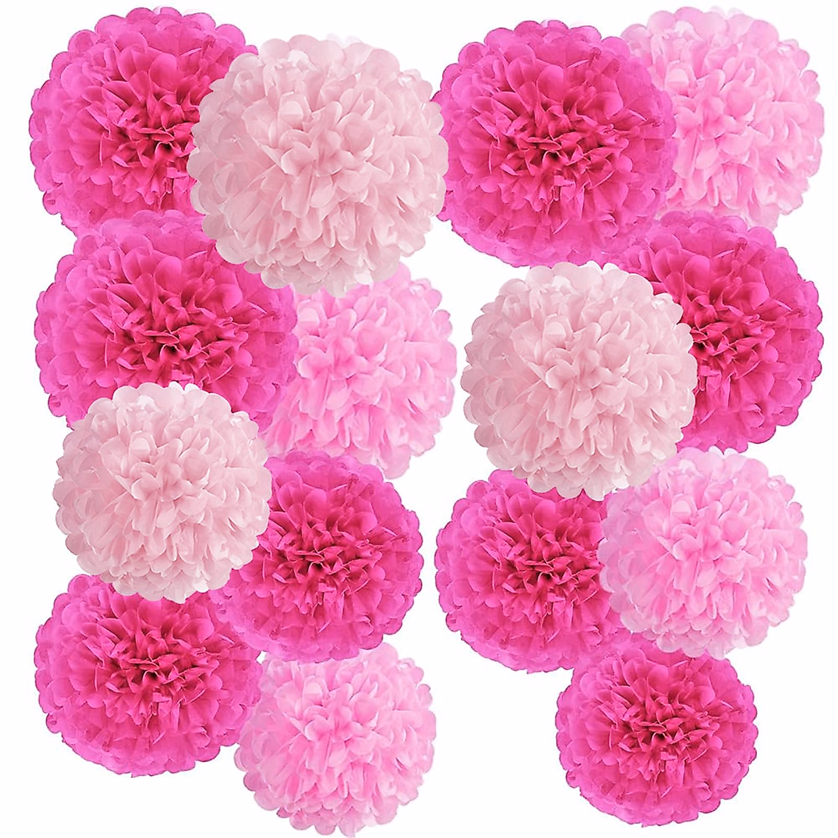 Hot Pink Tissue Pom Poms Paper Flowers Hanging Decorations Pink Flower Ball for Baby Shower Wedding Nursery Birthday Party Backdrop Home Outdoor