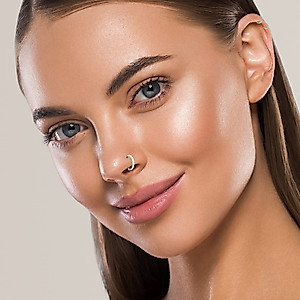 AVNIS Helix Ring Hoop ?€“ Premium Stainless Steel Hinged Nose Ring Hoop ?€“ 16G Opal Stone Septum Ring ?€“ Tragus Earrings for Women ?€“ Versatile Nose Piercing Jewelry