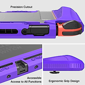 HEYSTOP Case Compatible with Nintendo Switch Case Screen Protector,TPU Protective Heavy Duty Cover Case for Nintendo Switch with Shock Absorption and Anti-Scratch (Transparent Purple)