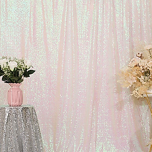 Eternal Beauty White Iridescent Sequin Backdrop, 10x10 Ft Glitter Background Curtains for Shimmer Photography Party Wedding Birthday Halloween Christmas Back Drop Decor