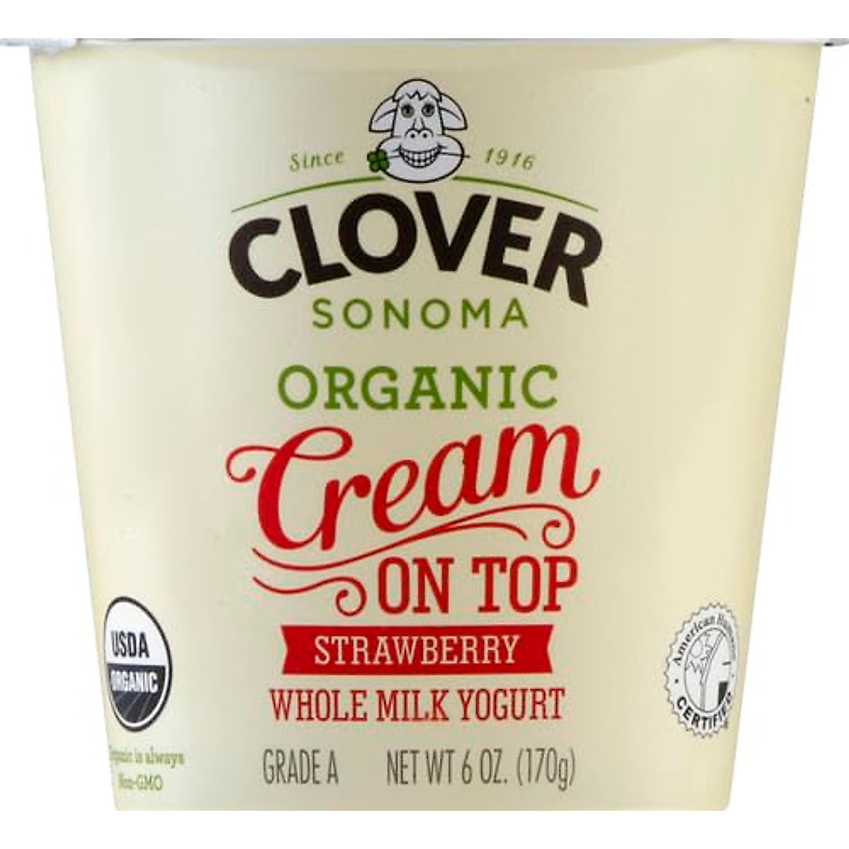 Clover Sonoma, Organic Cream On Top Yogurt, Strawberry, 6 Oz