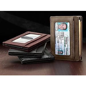 Urban Tribe Compact RFID Sleeve Wallet Premium Leather Minimalist Money Clip Card Holder
