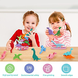 DiYiMi 12PCS Wooden Stacking Dinosaur Toys for Kids 3-5 Boys Toddler Toys for 2 Year Old Stacking Toys Gifts for 3 4 5 6Year Old Boys Montessori Toys for 2 Year Old Toys for Boys Gifts