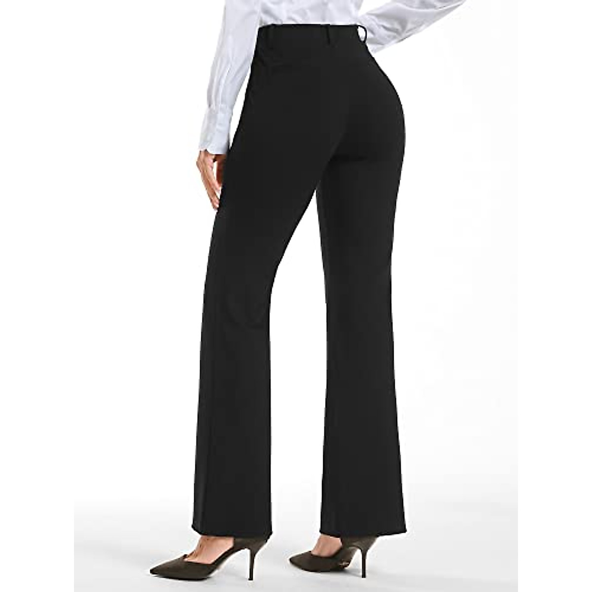Stelle Women's Bootcut Dress Pants Business Casual 31" Stretchy Work Pants with Pockets Pull On Regular Slacks for Office (Black, Large)