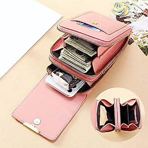 atcryih Anti-theft Leather Bag, Phone Crossbody Bags for Women, Touchscreen Phone Wallet PU Leather Crossbody Bag (1-Black)