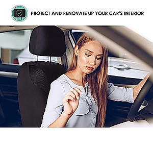 FH Group Car Seat Covers Front Set Premium 3D Air Mesh - Low Back Car Seats with Removable Headrest, Universal Fit, Automotive Seat Cover, Airbag Compatible Car Seat Cover for SUV, Sedan, Van Black