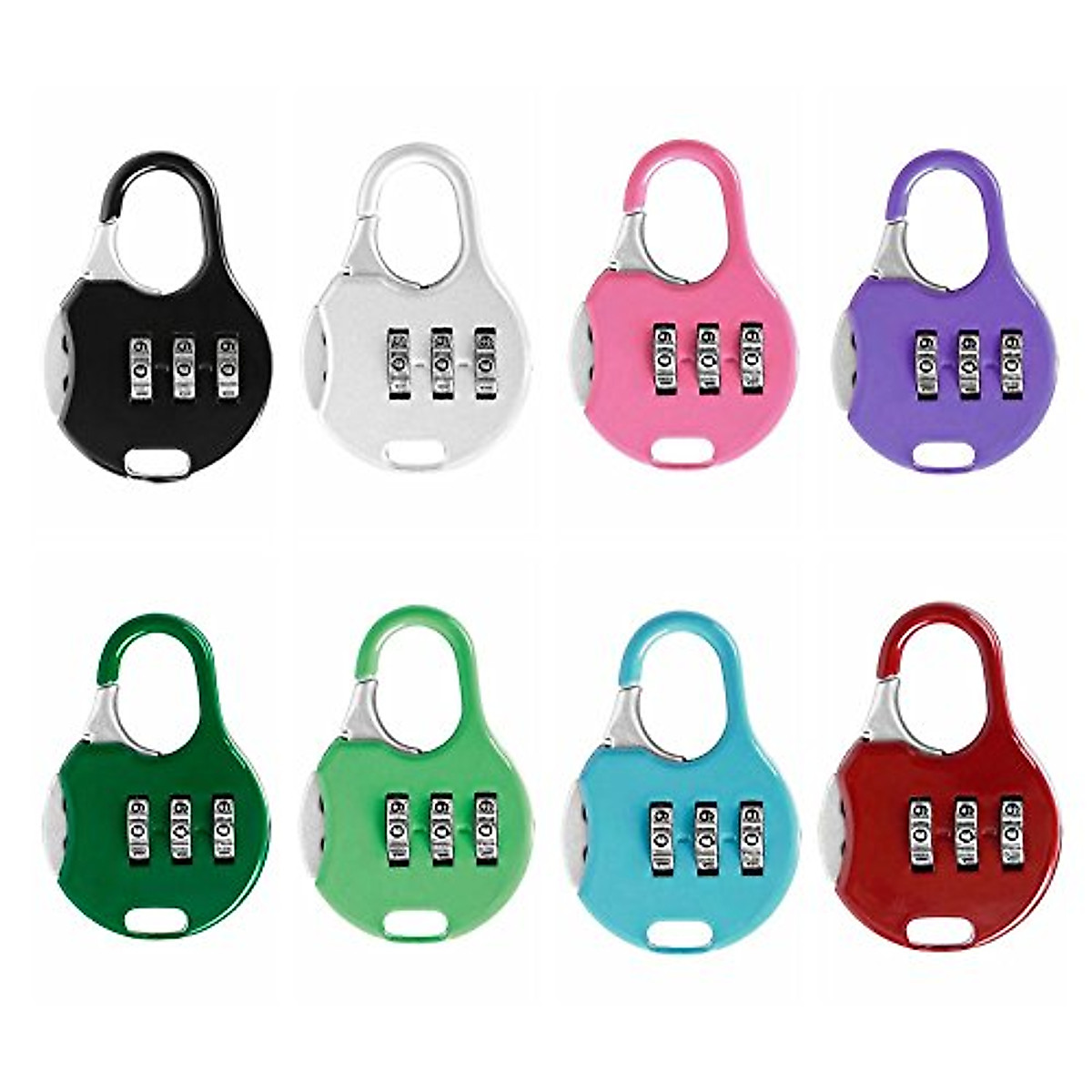 ZPLIUST 3 Digit Combinations Padlock The Safe Cipher Lock Resettable Code Lock, Color Locks (8 Pack)