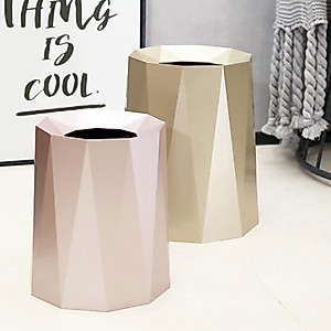 Trash Can Fashion Light Luxury Trash Cans Suitable for Paper Baskets in Bedroom Living Room Study Without Cover Design Trash Cans Trash Can Wastebasket (Color : Gold)