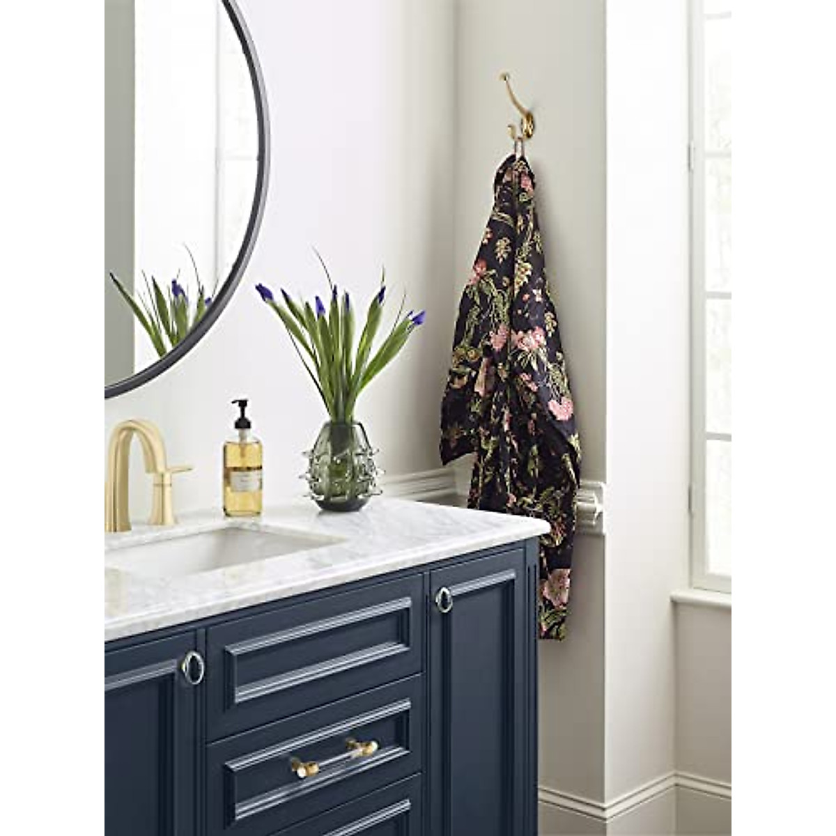 Amerock H55465CZ | Adare Double Prong Decorative Wall Hook | Champagne Bronze Hook for Coats, Hats, Backpacks, Bags | Hooks for Bathroom, Bedroom, Closet, Entryway, Laundry Room, Office