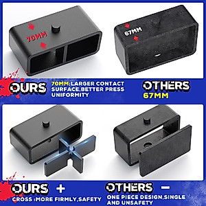 KSP 2" Rear Lift Block Set for F250 F350 Super Duty Trucks 1999-2024, 2in Rear Suspension Lift Kits Include 2pcs lift blocks and 4pcs U-bolts Compatible with Ford F-250 F-350 2WD 4WD Heavy Duty Pickup