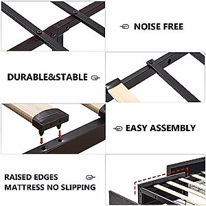 Lumelay Full Size Bed Frame with 3 Storage Drawers, Fabric Upholstered Platform Bed Frame Full No Fixed Headboard,Strong Matel Frame and Wooden Slats Support No Nosie No Box Spring Needed (Full)