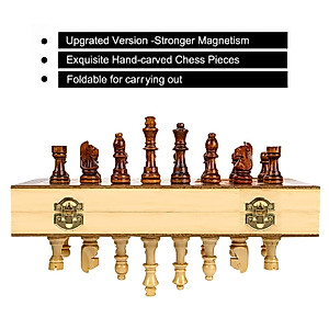 Jaeraph Chess Sets, Wooden Chess Board, Chess Sets for Adults, Magnetic Chess Set, Travel Chess Set, Folding Chess Board Set, Chess Sets for Adults and Kids, Wooden Ajedrez Board Game